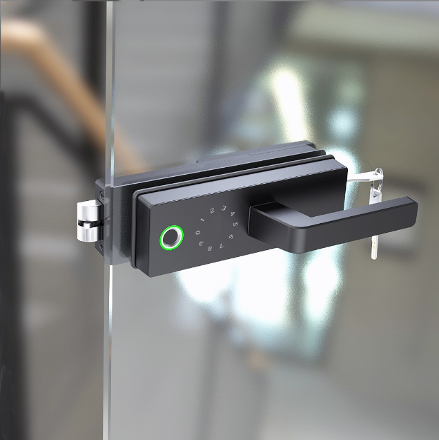 Store Commercial Glass Door With Fingerprint Lock